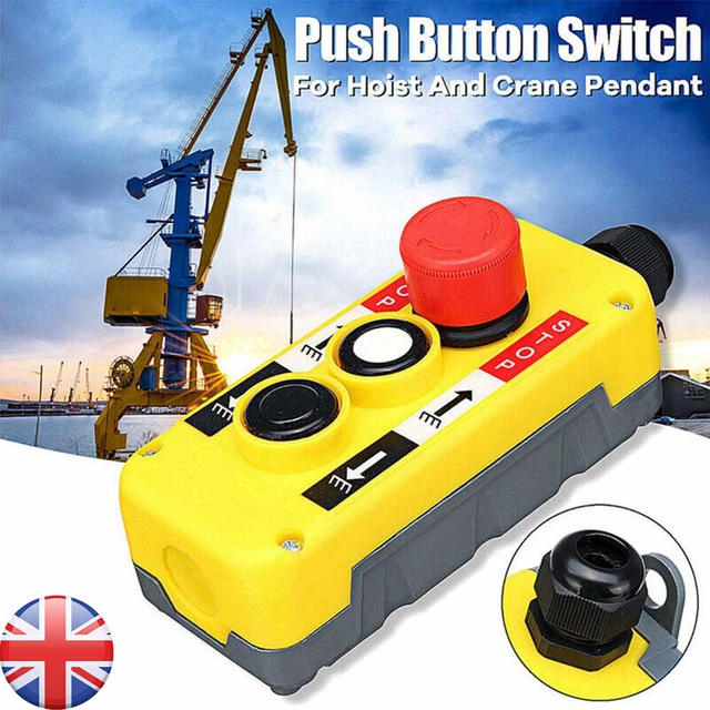 PUSH BUTTON SWITCH With Emergency Stop For Hoist Crane Pendant Control Station £11.72 - PicClick UK