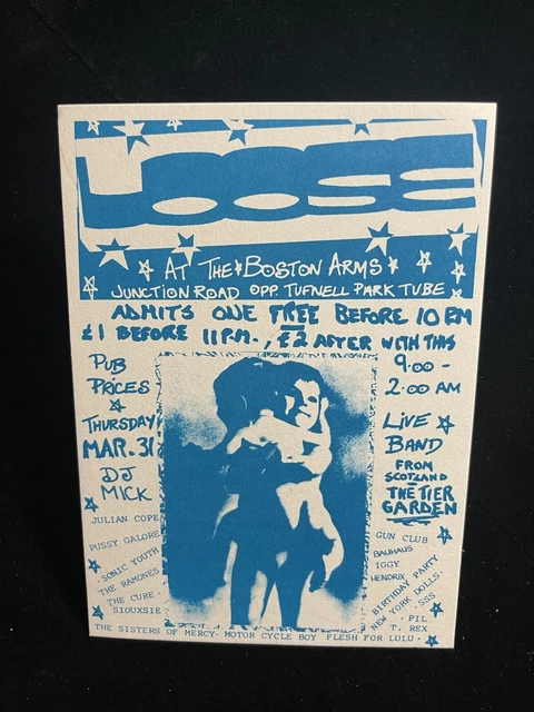 FLYER PROMOTIONNEL VINTAGE années 1990 LOOSE BOSTON ARMS TIER JARDIN ...
