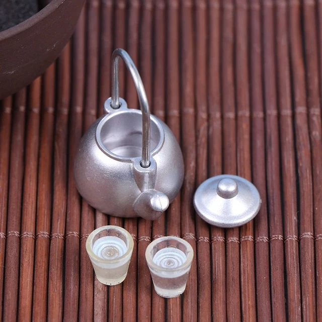 3PCS/SET DOLLHOUSE MINI Vintage Kettle Cup Scene Model Toy Kitchen ...