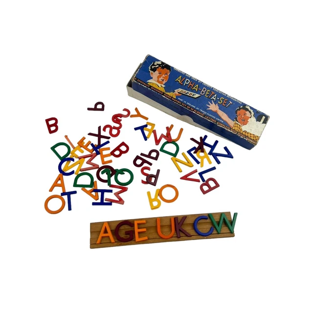 NO. 1 BLUE Box Alpha-Beta-Set Letters Word-Making Set Tresco Plastic ...