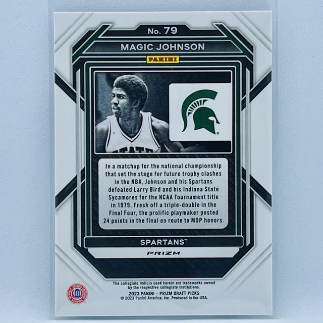 MAGIC JOHNSON MICHIGAN State Spartans vert 2023 Panini Prizm Draft ...