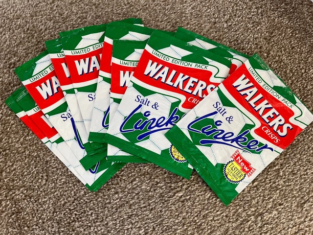 VINTAGE RETRO FOOTBALL Walkers crisps empty bag packet Salt & Lineker X ...