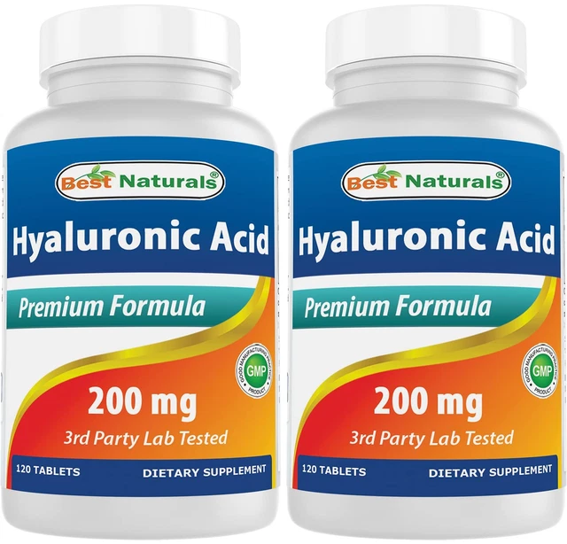 HYALURONIC ACID 200 mg 120 Tablets (Non GMO Gluten Free) Promotes ...
