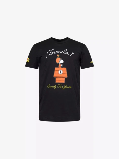 F1 75 X Peanuts 2025 75th Anniversary Snoopy Black T-Shirt Unisex Size ...