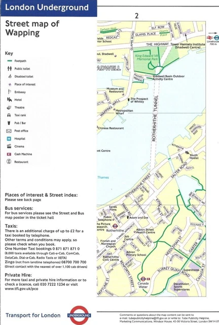 LONDON UNDERGROUND STREET Map Of Wapping - 2004 £1.00 - PicClick UK