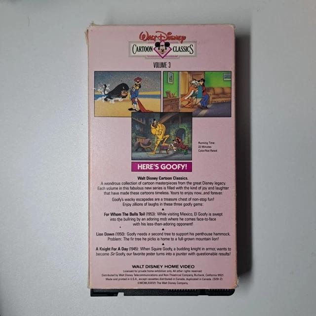WALT DISNEY'S CARTOON Classics Vol. 3 Here's Goofy (VHS 1991) $5.00 - PicClick CA