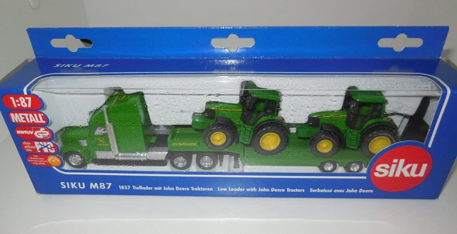 SIKU 1837 TIEFLADER mit John Deere Traktoren Siku M87 Metall in OVP ...