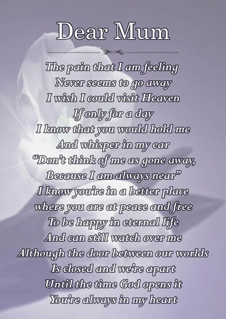 DEAR MUM MEMORIAL Graveside Funeral Poem Card With Free Ground Stake ...