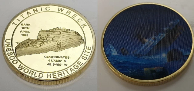 TITANIC GOLD 3D Coin Sinking Ship Sunk in 1912 Life Boat Three ...