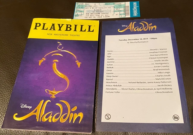 DISNEY ALADDIN - Programme, Ticket & Cast List - New Amsterdam Theatre ...