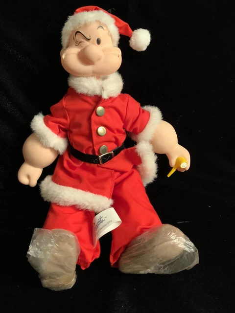 VINTAGE POPEYE SANTA Doll 1991 Presents Popeye the Sailor Man Plush 11 ...