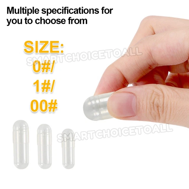 EMPTY HARD GELATIN Capsule Size 0# Clear Kosher Gel Medicine Pill ...