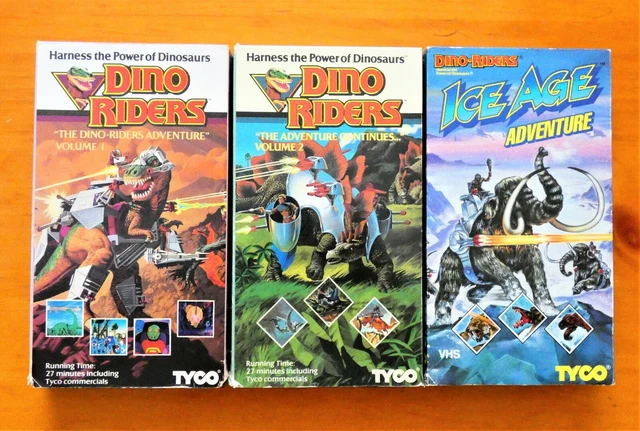 TYCO DINO RIDERS VHS Tapes Volumes 1 & 2 + Ice Age Adventure 3 Tape Set ...