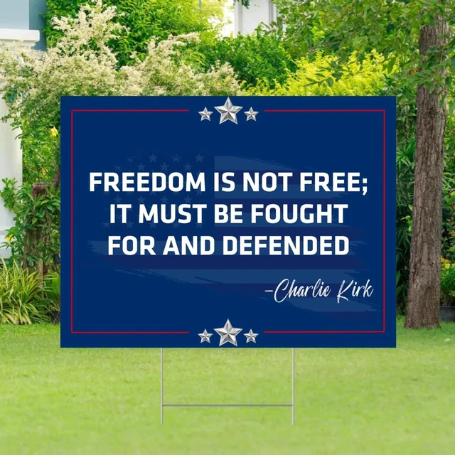 A TRUE PATRIOT Charlie Kirk Sign With H-stake, Charlie Kirk Garden Sign ...