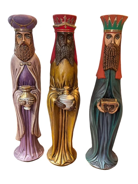 VINTAGE THREE WISE Men Nativity Figure Set Hand Painted Mid Century ...