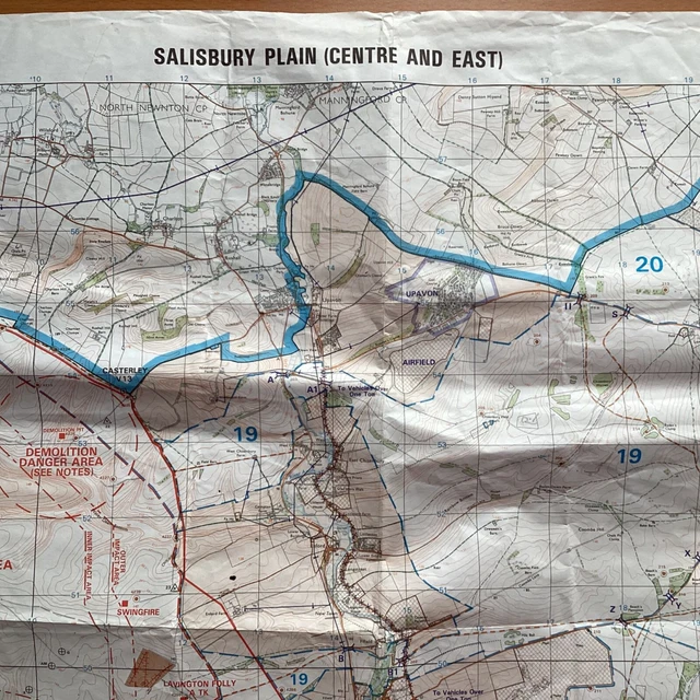 ORIGINAL BRITISH ARMY MAP: SALISBURY PLAIN TRAINING AREA, CENTRE & EAST ...