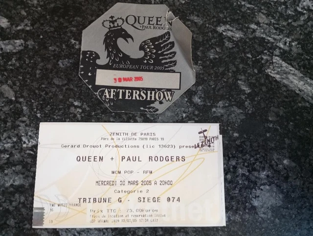 TICKET BILLET CONCERT Queen Paris 2005 + Pass EUR 50,00 - PicClick FR