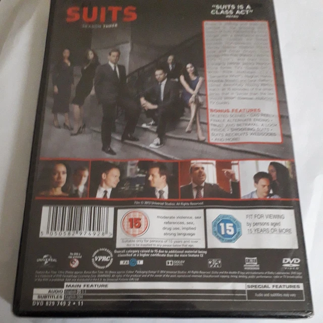 SUITS SEASON THREE Dvd New Sealed 16 Eps+Extras Meghan Markle 3 Uk Eur ...