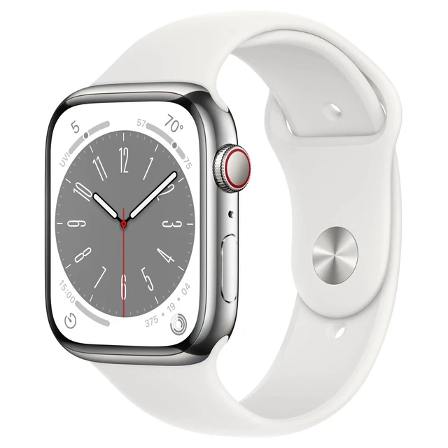 APPLE WATCH SERIES 8 45mm iOS Smartwatch Celluar Silber Edelstahl ...