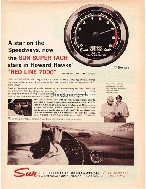 1965 SUN SUPER Tach Tachometer in movie Red Line 7000 Vintage Ad £7.96 ...