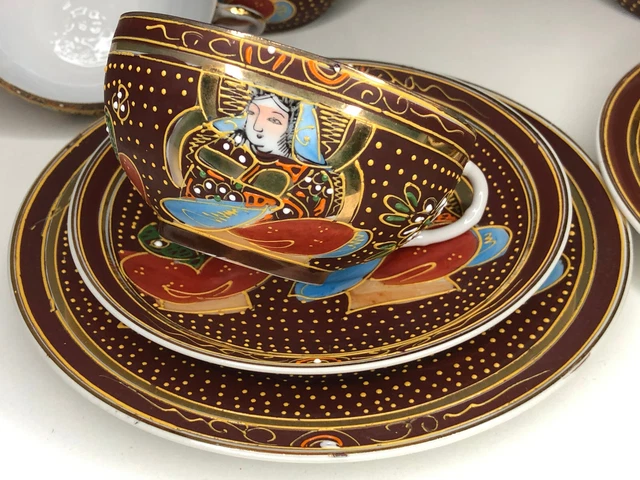 VINTAGE PORZELLAN TEESERVICE M Orion China Japan Geisha Lithophanie ...