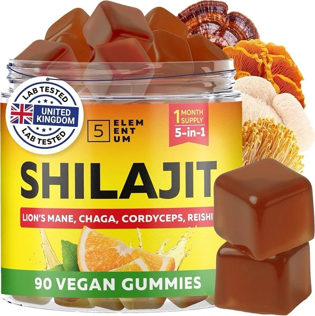SHILAJIT GUMMIES 9000MG with Lion’s Mane, Reishi, Chaga, Cordyceps –100 ...
