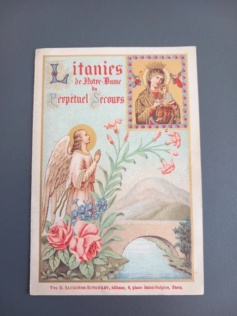 ANCIENNE IMAGE PIEUSE Holy Card LITANIES Notre Dame Perpétuel Secour ...