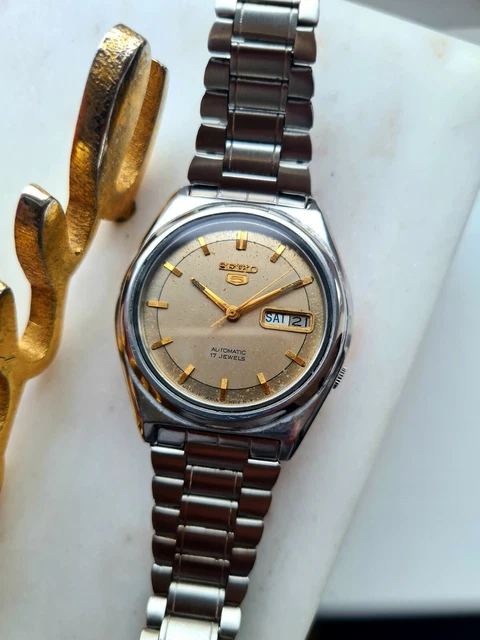 VINTAGE GOLD 1978 SEIKO 5 Men's Automatic Day/Date Watch 7009-876A ORIGINAL £39.99 - PicClick UK
