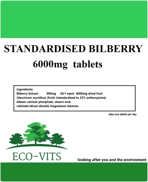 HIGH STRENGTH BILBERRY 6000Mg 240 Tablets Improve Vision Heart Health £ ...