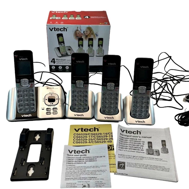 VTECH 4 HANDSET CS6529-4 Cordless Answering System 6.0 Phone Caller ID ...
