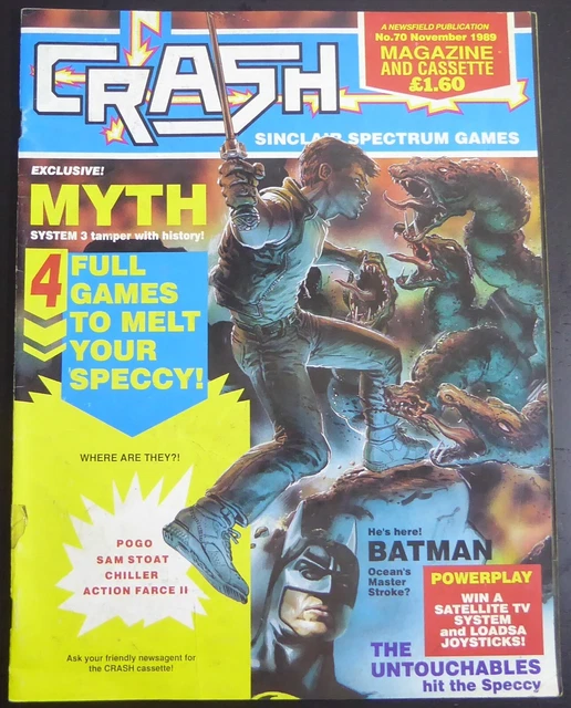 CRASH ZX SPECTRUM Magazine No.70 NOVEMBER 1989 w/ Footballer Poster ...