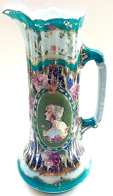 ART NOUVEAU WOMAN Portrait Medallion Ornamental Jug In Alfonso Mucha ...