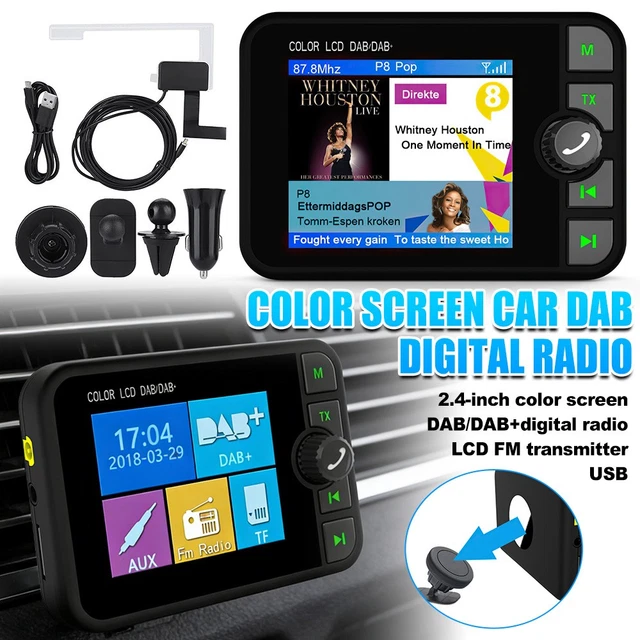 2.4& IN-CAR DAB/DAB+ Digital Radio Adapter LCD FM Transmitter USB ...