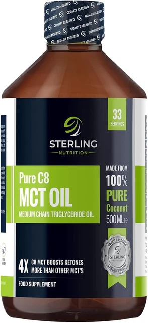 PURE C8 MCT Oil - 500ml | 4X More Ketones for Keto Diet & Fasting | Safe & Premi £22.53 ...