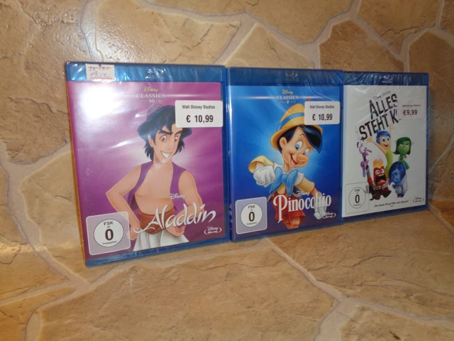 Disney Pixar Alles Steht Kopf Pinocchio Aladdin Blu Ray Film Neu £