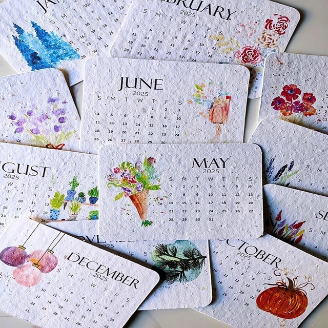 BIODEGRADABLE PAPER CALENDAR 2025, From January 2025 to December 2025 ...