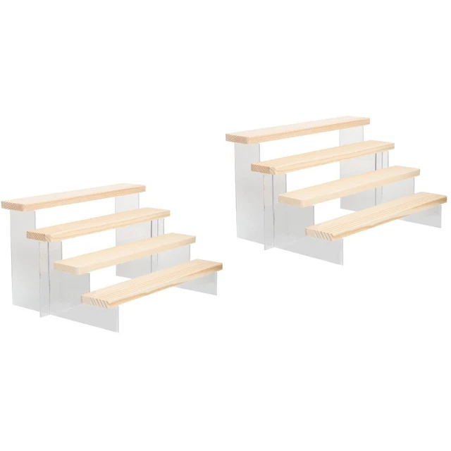 2 PACK POUBELLE Etagère D'exposition Présentoir Bois Acrylique Tables D'appoint EUR 57,38 ...