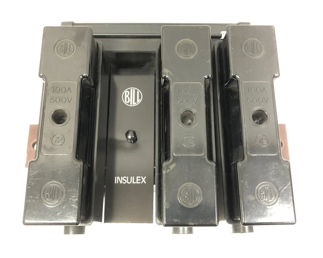 3-WAY BILL 72 100Amp HRC Fuse Carrier x3 Base Busbar Bank Fuse Holder ...