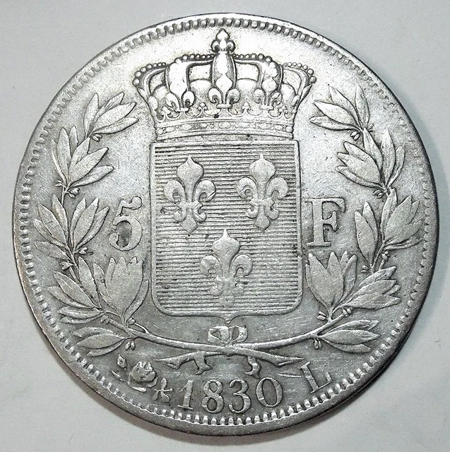 FRANCE - CHARLES X (1824-30) 5 Francs 1830-L Bayonne - Silver - SCARCE ...