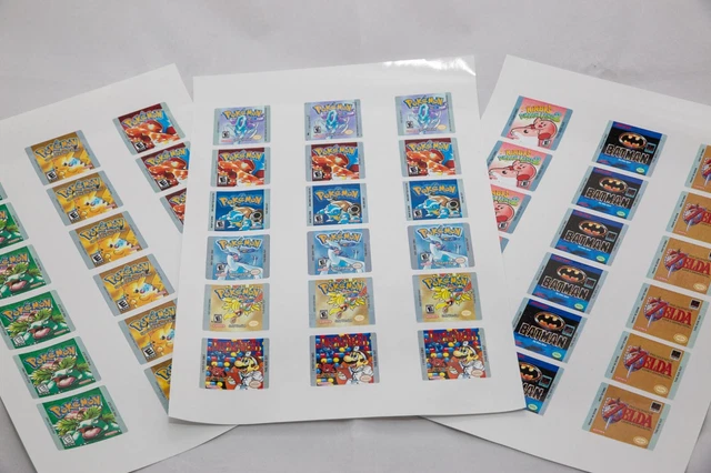 REPLACEMENT GAME BOY Cartridge Labels Stickers (Pokemon, Batman, Kirby ...