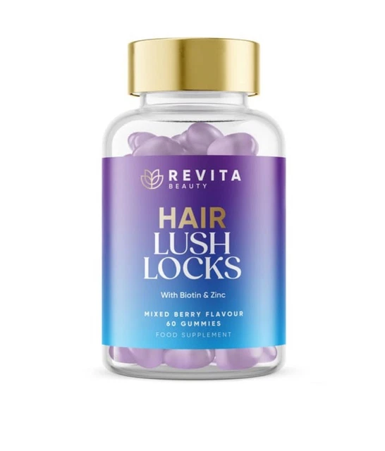 REVITA BEAUTY HAIR Lush Locks With Biotin & Zinc 60 Gummies-Mixed berry ...