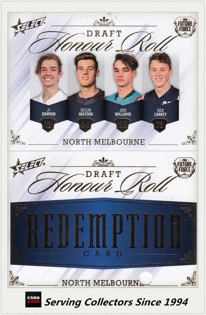 2016 AFL FUTURE Force Draft Pick Honour Roll Redemption Card Dhr12 N ...