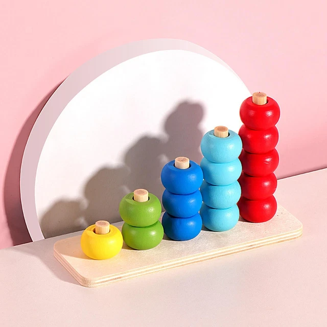 WOODEN COLOR SORTING Stacking Toys Sensory Toy for Boys Girls Toddlers ...