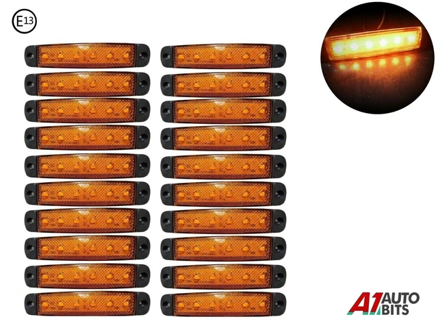 20 X 24V 24 Volt Led Yellow Side Marker Light Position Truck Trailer ...