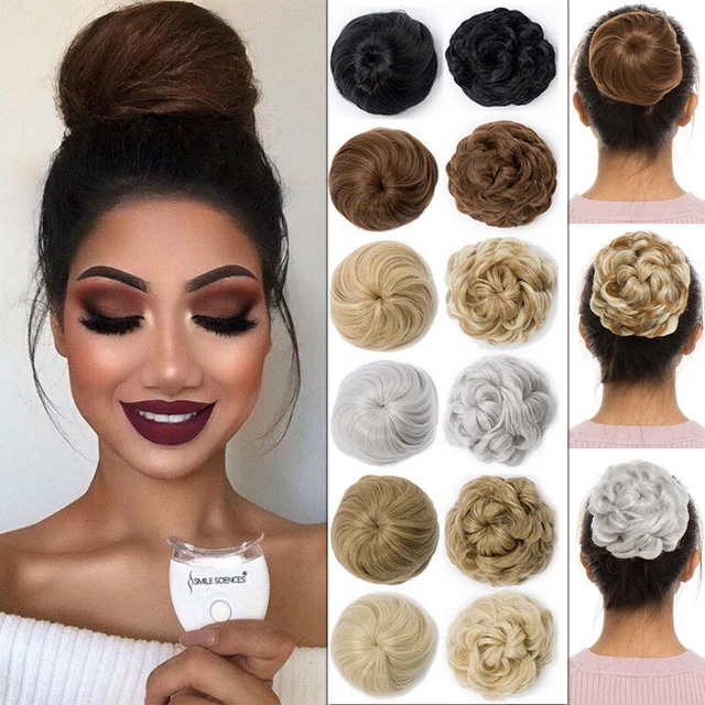 DRAWSTRING HAIR BUN Scrunchie Clip In Updo Extensions Real Natural As ...