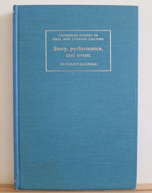 HISTOIRE, PERFORMANCE ET événement 1986 Richard Bauman 1ère couverture ...