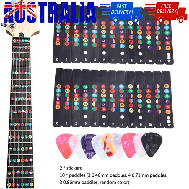 12X GUITAR FRETBOARD Note Labels Sticker Fingerboard Frets Decal with ...