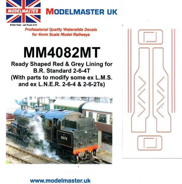 MODELMASTER MM4082MT RED Grey Loco Lining Br Standard 2-6-4T Decals ...