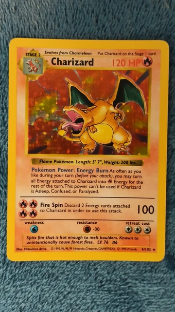 CHARIZARD SHADOWLESS BASE Set 4/102 Pokemon Card 1999 WOTC Pokémon Raw ...