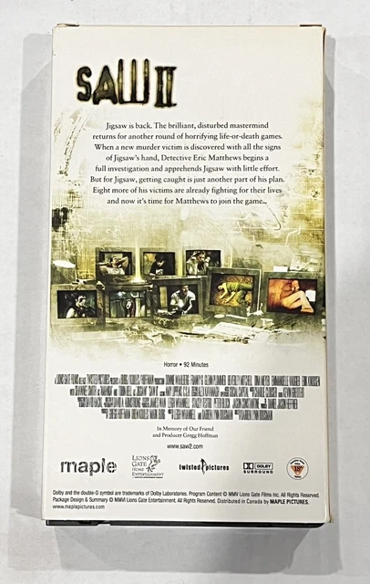 SAW II 2 VHS Horror Rare 2006 Late Release Slasher Gore Thriller Tobin Bell $70.00 - PicClick CA